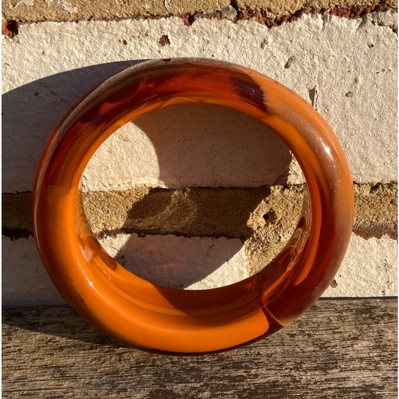 Vintage | Jewelry | Vintage Chunky Amber Resin Lucite Acrylic Bangle ...